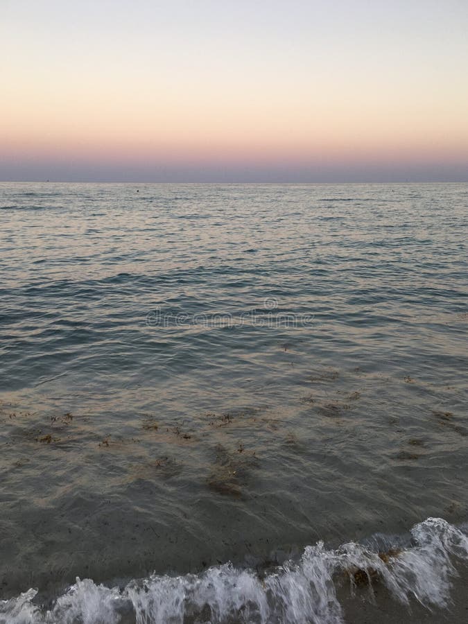 Sunset in Spring at Miami Beach, Florida. Stock Image - Image of beach ...