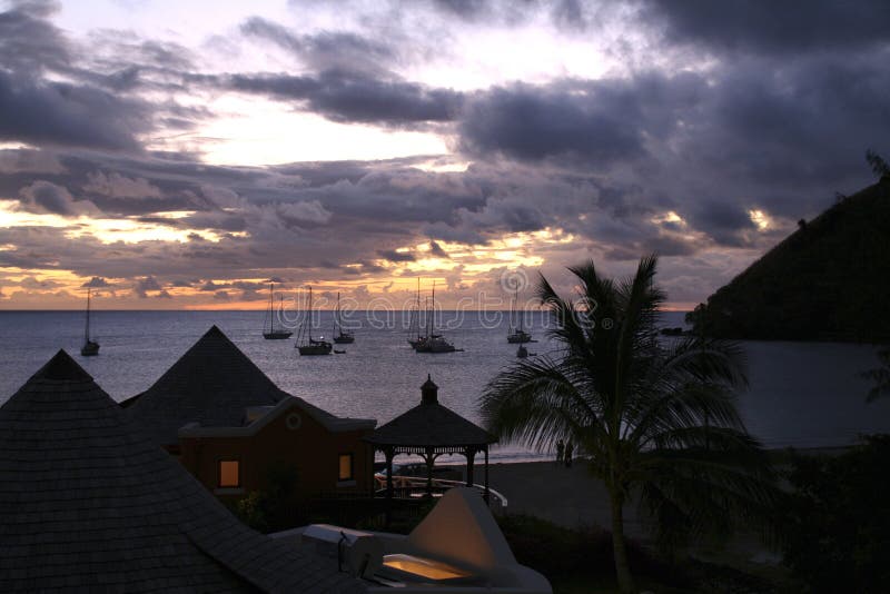 Sunset in St. Lucia stock image. Image of recreation - 13076115