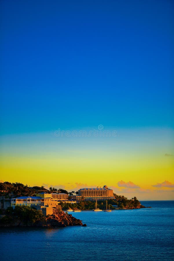 Sunset in St. Thomas stock photo. Image of states, port - 69820582