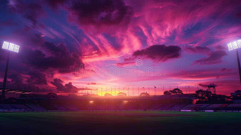Sunset in the Stadium with Beautiful Lighting Stock Illustration ...