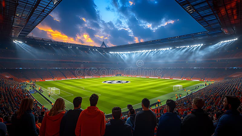 Sunset Stadium Soccer Game Crowd View Advertising Stock Illustration ...