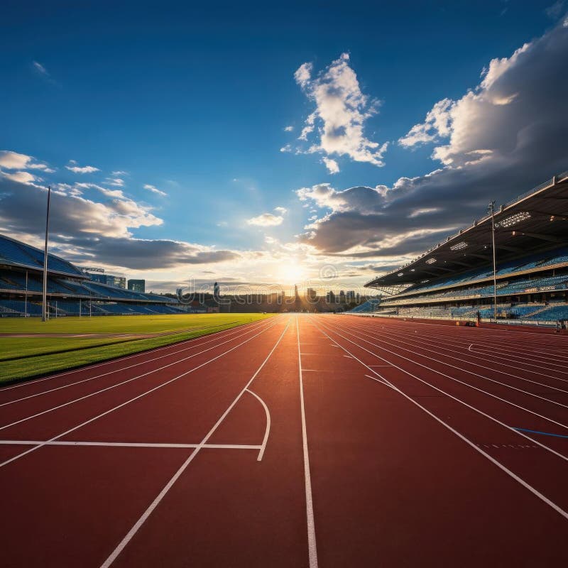 Sunset Stadium Track Race stock illustration. Illustration of shadow ...
