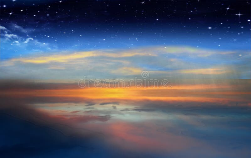Sunset Starry Sky Moon Stars Sunset Summer Starry Sky Night Seascape ...