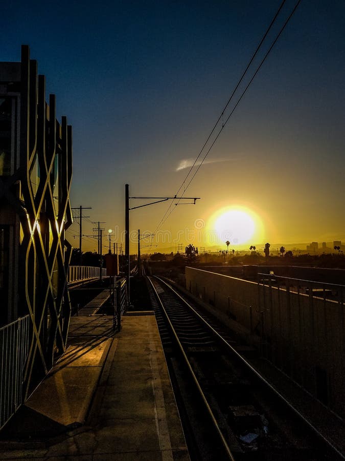 Sunset at the station stock image. Image of metro, contrast - 90848243