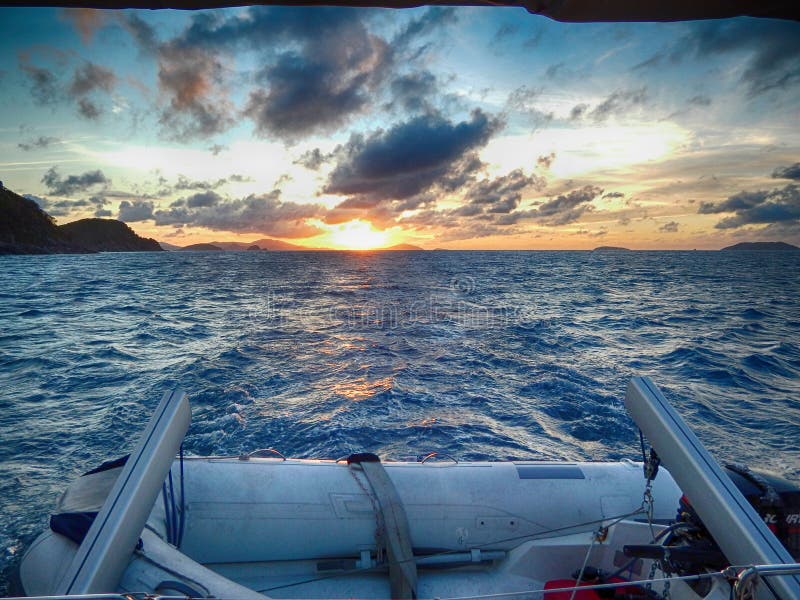 Catamaran at sunset stock image. Image of ocean, sailing - 3394361
