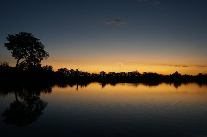 Sunset on a Still River in the Wetlands in South America Stock Photo ...