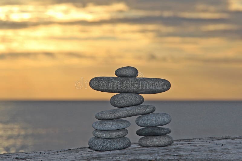 Sunset Stone Inukshuk stock image. Image of pebbles, indian - 26870199