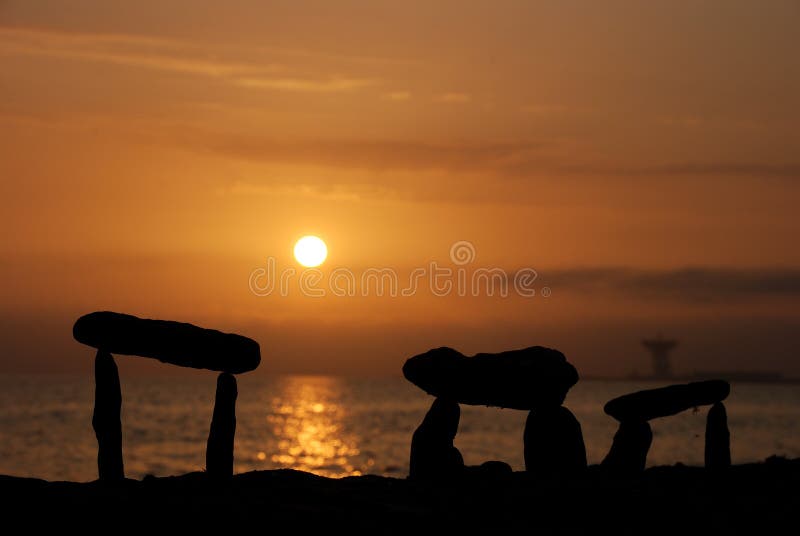 Sunset with Stones on the Beach Stock Photo - Image of rock, solitude ...