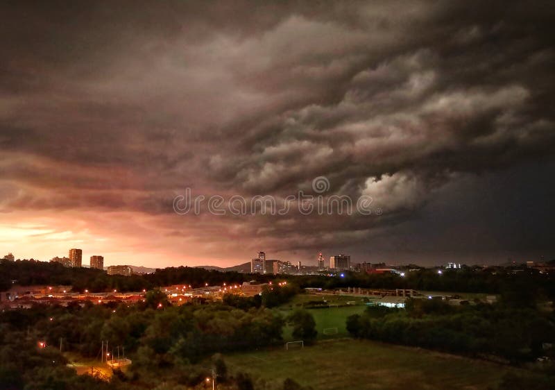 Sunset with storm clouds stock photo. Image of storm - 162673816