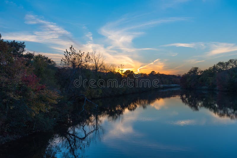 Sunset by a Stream stock photo. Image of sunset, dusk - 63523526