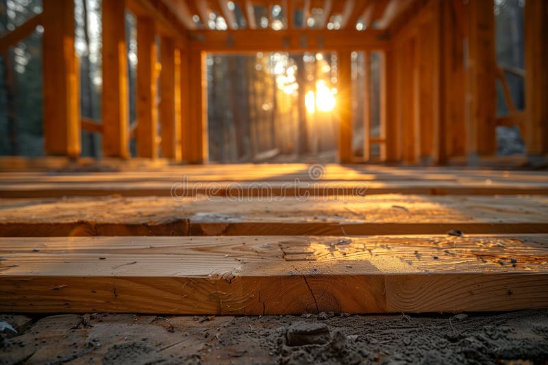 Sunset Streaming through a Wooden Cabin Frame Stock Image - Image of ...