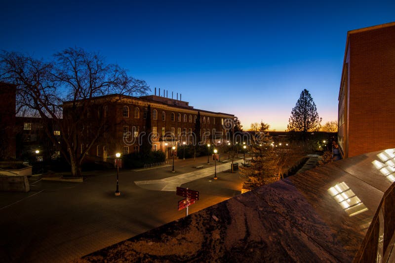 Sunset on a Street stock image. Image of sunset, landmark - 204951287