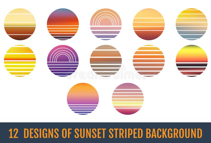 Sunset Striped Backgrounds. Sunset Striped Backdrops Stock Vector ...