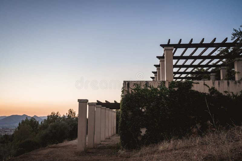 Sunset in the Mountain with Structure from a Viewpoint Stock Image ...