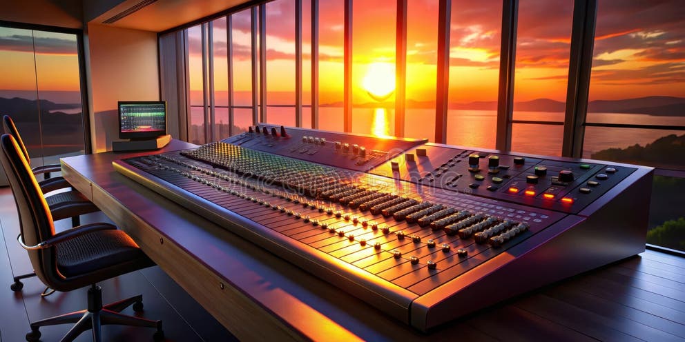 Sunset Studio Console a Panoramic Ocean View Enhances the Creative ...