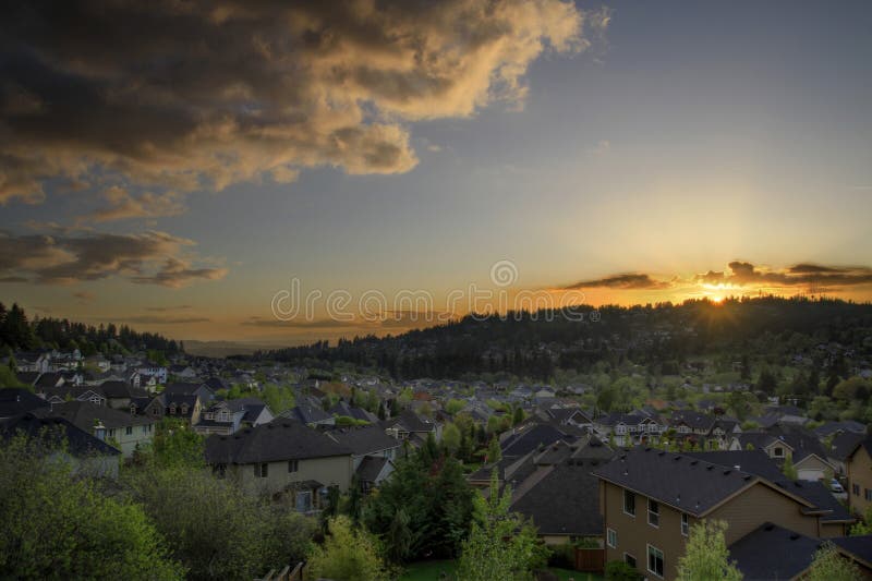 Sunset at the Suburbs 2 stock photo. Image of golden - 14004520