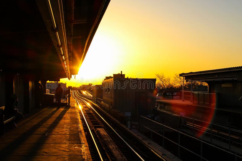 Sunset from Subway in New York Stock Image - Image of sunrise, travel ...