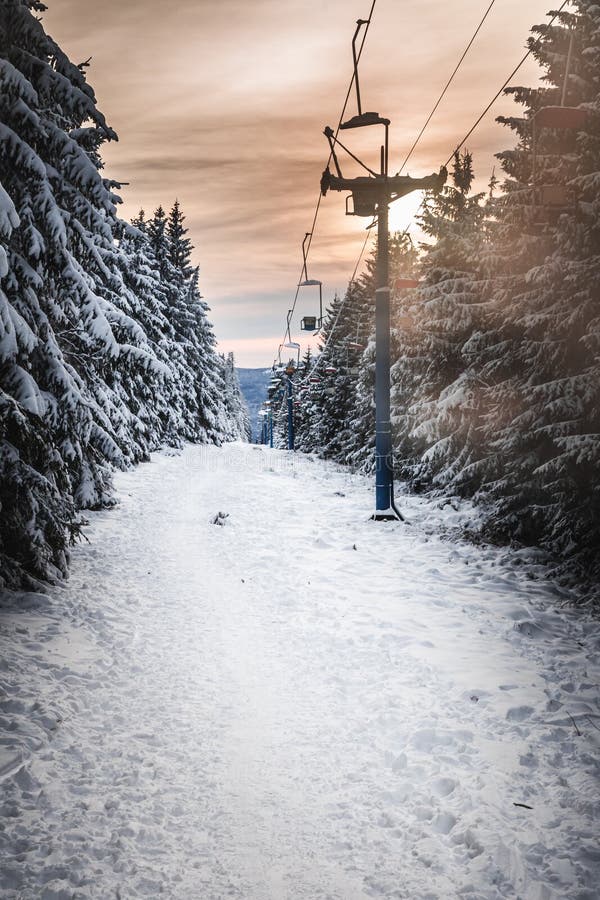 Sunset in Sumava stock image. Image of bavarian, frozen - 257543225
