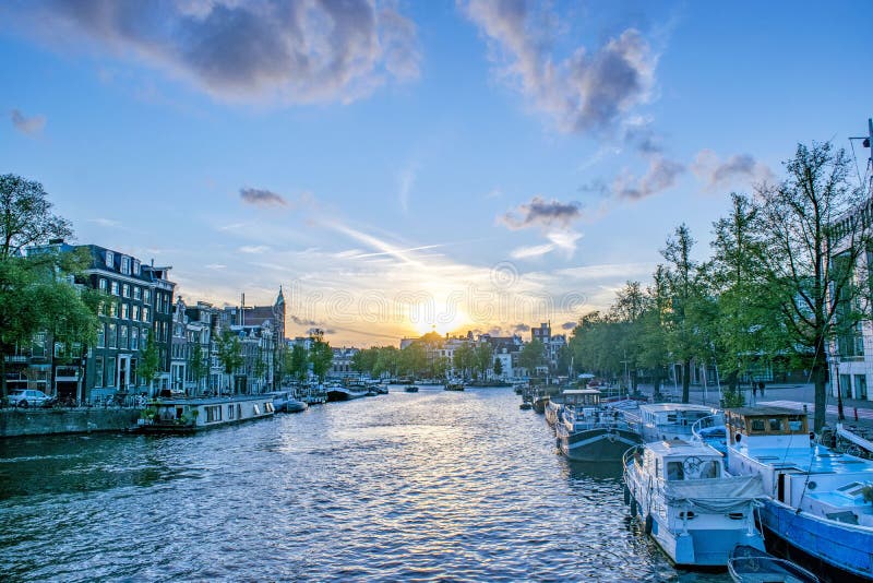 Summer Amsterdam stock photo. Image of view, houses, cityscape - 35426052