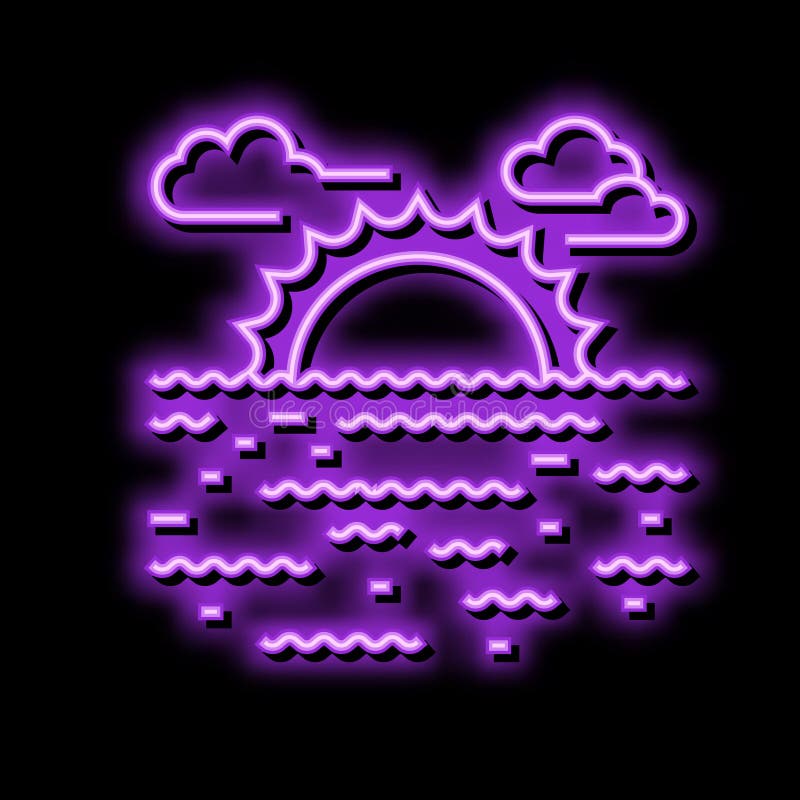 Sunset Summer Neon Glow Icon Illustration Stock Vector - Illustration ...