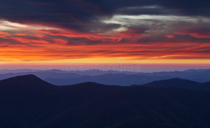 Sunset from the Summit of Mount Mitchell Stock Image - Image of scenic ...