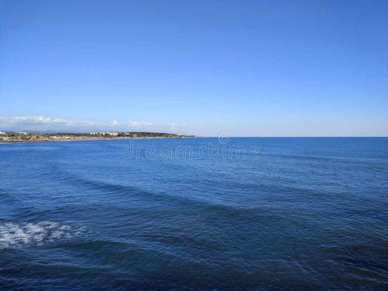 Blue Sky Sun Color Beach View in Antalya Side Stock Image - Image of ...