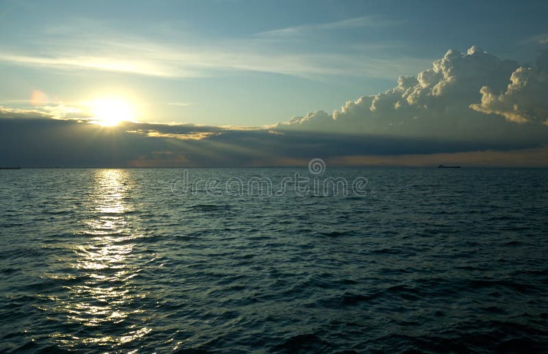 Sunset with Sun Beams, Enhanced Sky Stock Image - Image of shapes ...