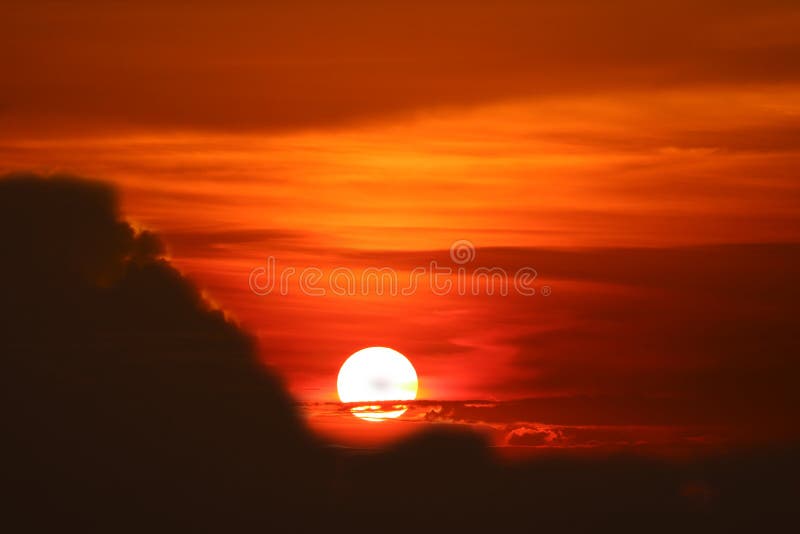Sunset during the Sun Fall Over Sky in Evening Stock Photo - Image of ...