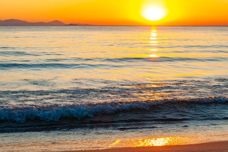 The Sunset Sun is Going Down Behind the Horizon. Tyrrhenian Sea Bay ... The Sunset Sun is Going Down Behind the Horizon. Tyrrhenian Sea Bay ...