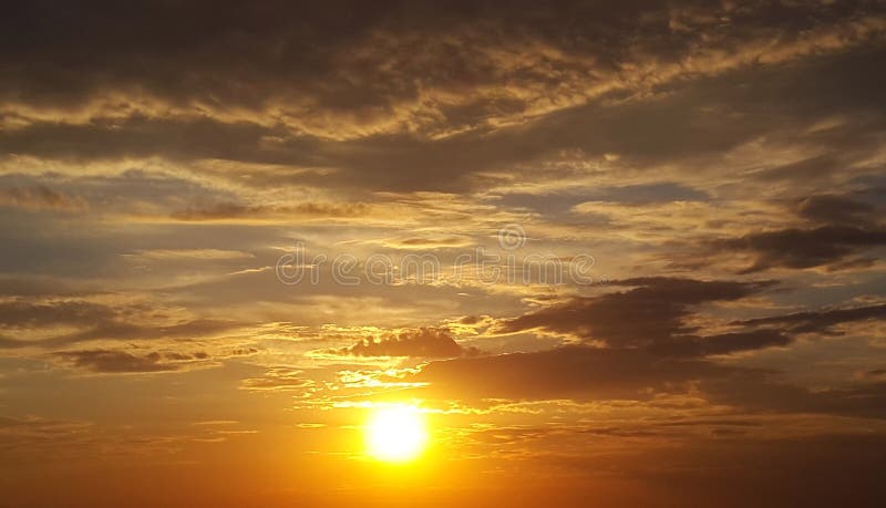 Sunset - Sun in Gray Clouds Stock Photo - Image of darkness, orange ...