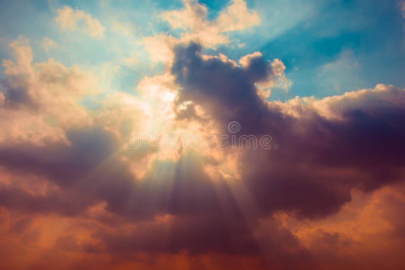 Sunset with sun rays stock photo. Image of power, gorgeous - 64567774