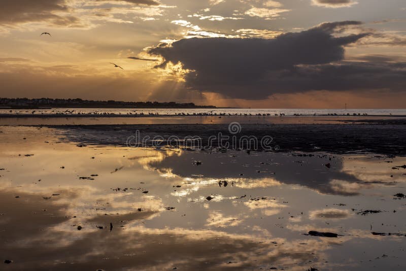 Sunset and Sun Rays at Dusk in Margate Stock Image - Image of holiday ...