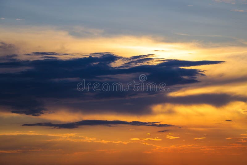 Sunset with Sun Rays, Sky with Clouds and Sun. Stock Photo - Image of ...