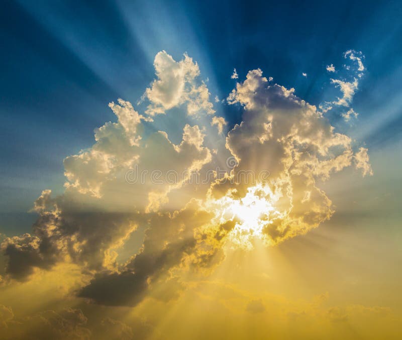 Sunset with sun rays stock photo. Image of blue, beam - 33489982