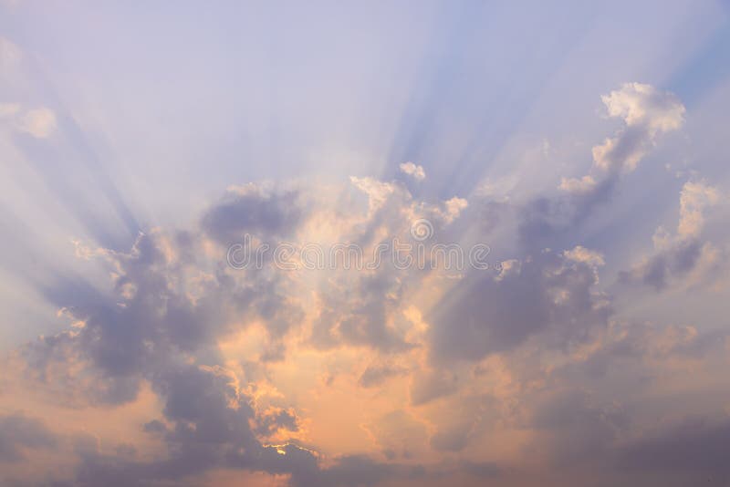 Sunset / Sun Rise Sky With Rays Of Yellow And Red Light Shining Stock ...