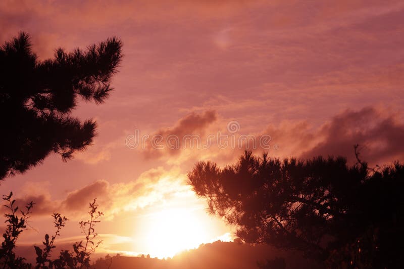 Sunset stock photo. Image of basque, mountains, sunbeams - 32917276