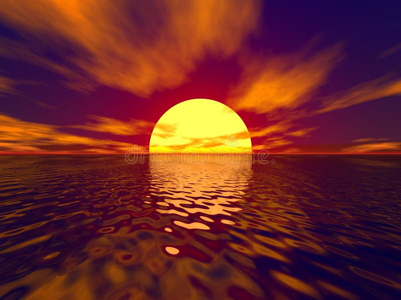3D Sunset Landscape stock illustration. Illustration of landscape - 1238634