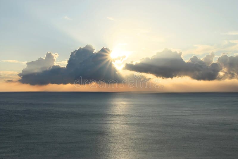 Sunset with sunbeams stock photo. Image of shining, dramatic - 55840354