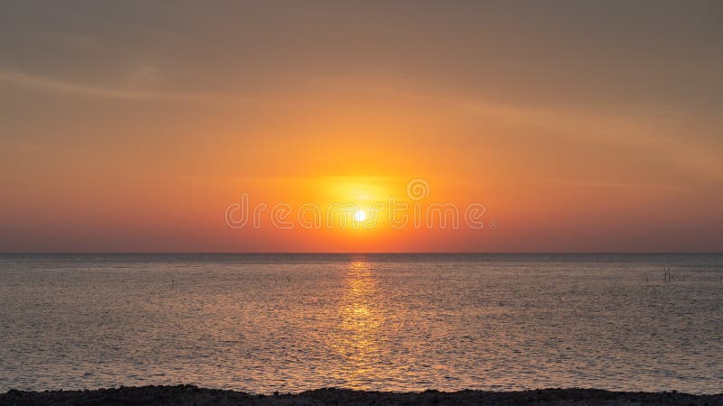 Sunset, Sundown Over the Ocean, Sea at Dusk Stock Image - Image of ...