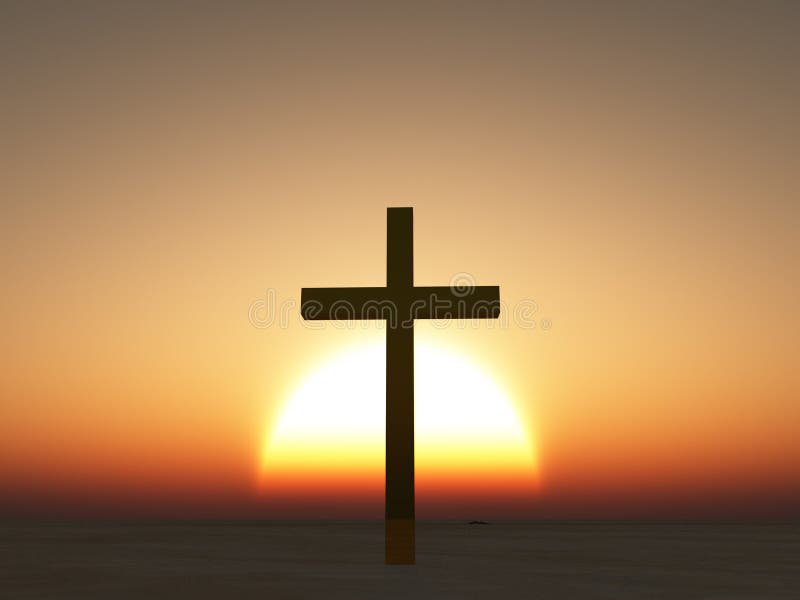 Sunset or sunrise cross stock illustration. Illustration of belief ...