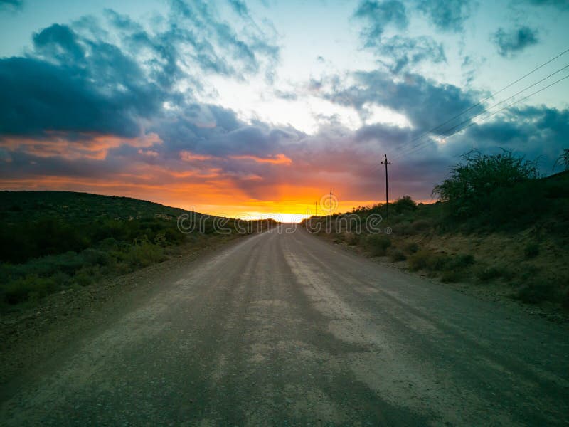 Sunset, Sunrise on Dirt Road Stock Photo - Image of dawn, road: 176047458