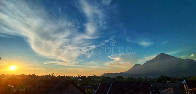 Sunset Sunrise Mountain Village East Java Indonesia Stock Image - Image ...