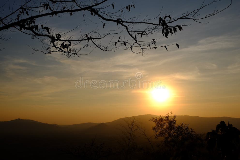 Sunset stock image. Image of cloud, sunset, leaves, nature - 93546627