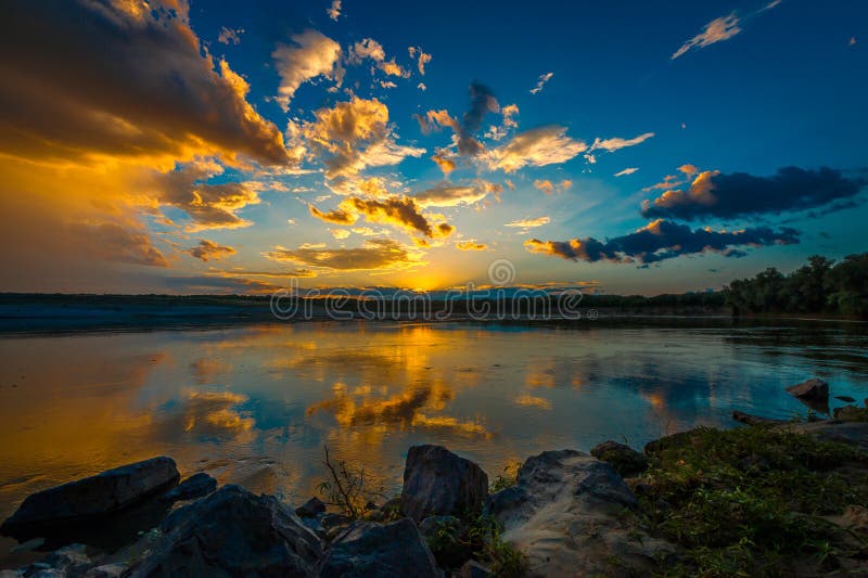 Sunset on the Chesapeake Bay in Maryland Stock Image - Image of heron ...