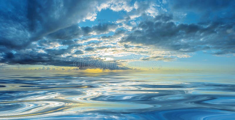 Sunset or Sunrise Reflected on Smooth Cold Water Stock Image - Image of ...