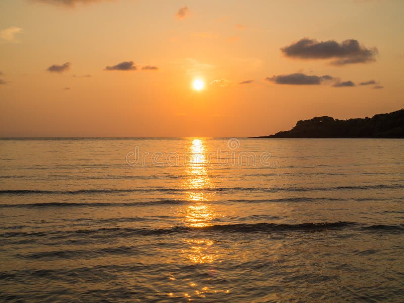 Sunset Sunshine Reflect on the Sea Water in the Evening Stock Image ...