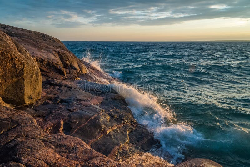 Sunset on Superior Lake stock image. Image of great, view - 85215809