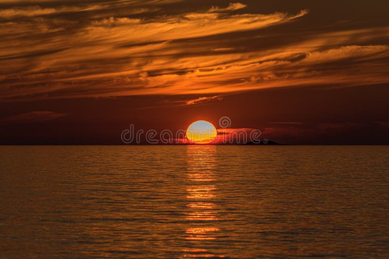 Sunset on Superior Lake stock image. Image of view, great - 225041525