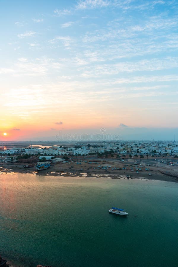 Sunset in Sur Town. View on West Part of the Sur City, Oman Stock Image ...