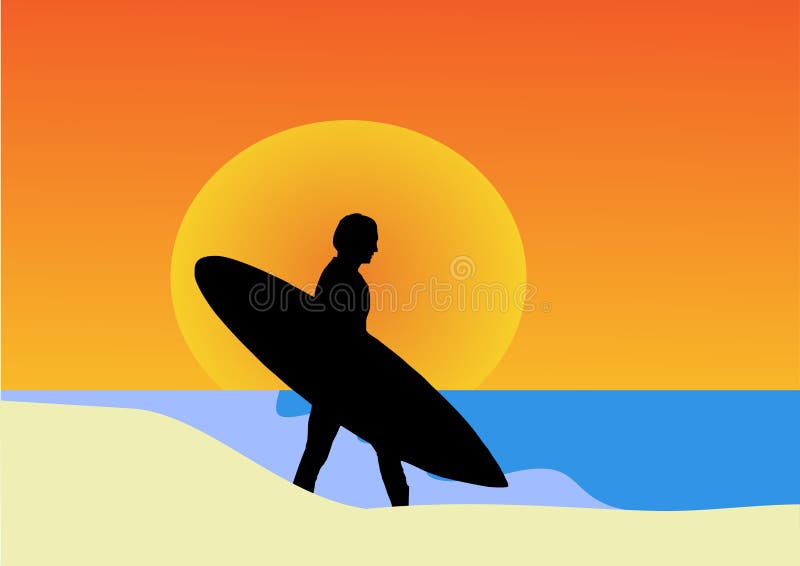 Sunset Surf stock illustration. Illustration of paraffin - 1225523